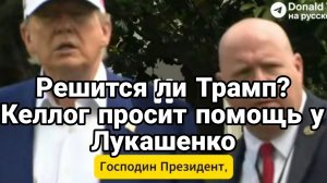 Решится ли Трамп КЕЛЛОГ ПРОСИТ ПОМОЩИ У ЛУКАШЕНКО