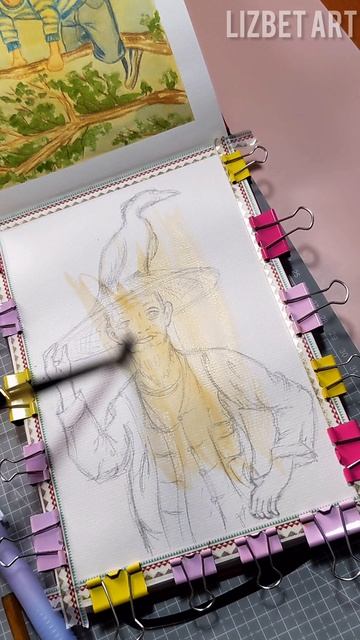 Решила поменять стиль, как вам азиатский дедушка?😀 #tiktok #shorts #art #watercolor #lizbet #asmr