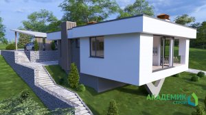 Проект одноэтажного дома площадью 150м² идеально подходящий для видовых участков с сильным перепадом