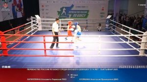 48 40 кг ХАТМУЛЛИНА Елизавета Пермский ПФО - КУЗЯКИНА Анастасия Приморский ДФО