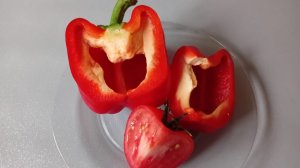 Овощи жареные в коньяке: помидоры, перцы, кабачок