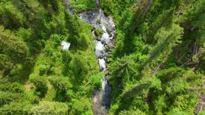 Мощные пороги реки Кизир, водопад Зайка // Красивые виды с высоты