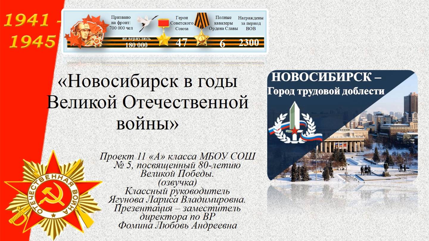 Новосибирск Герои Советского Союза,11 А класс,  Ягунова Л.В., Фомина Л.А