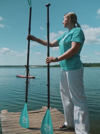 Весло фибергласовое 3х секционное, голубое
