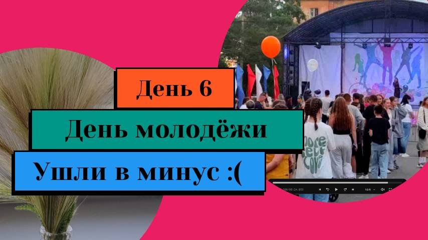 Питаемся на 500 рублей в день. Ничего не готовим. Отмечаем день молодёжи. Ушли в минус. 28.06.2025