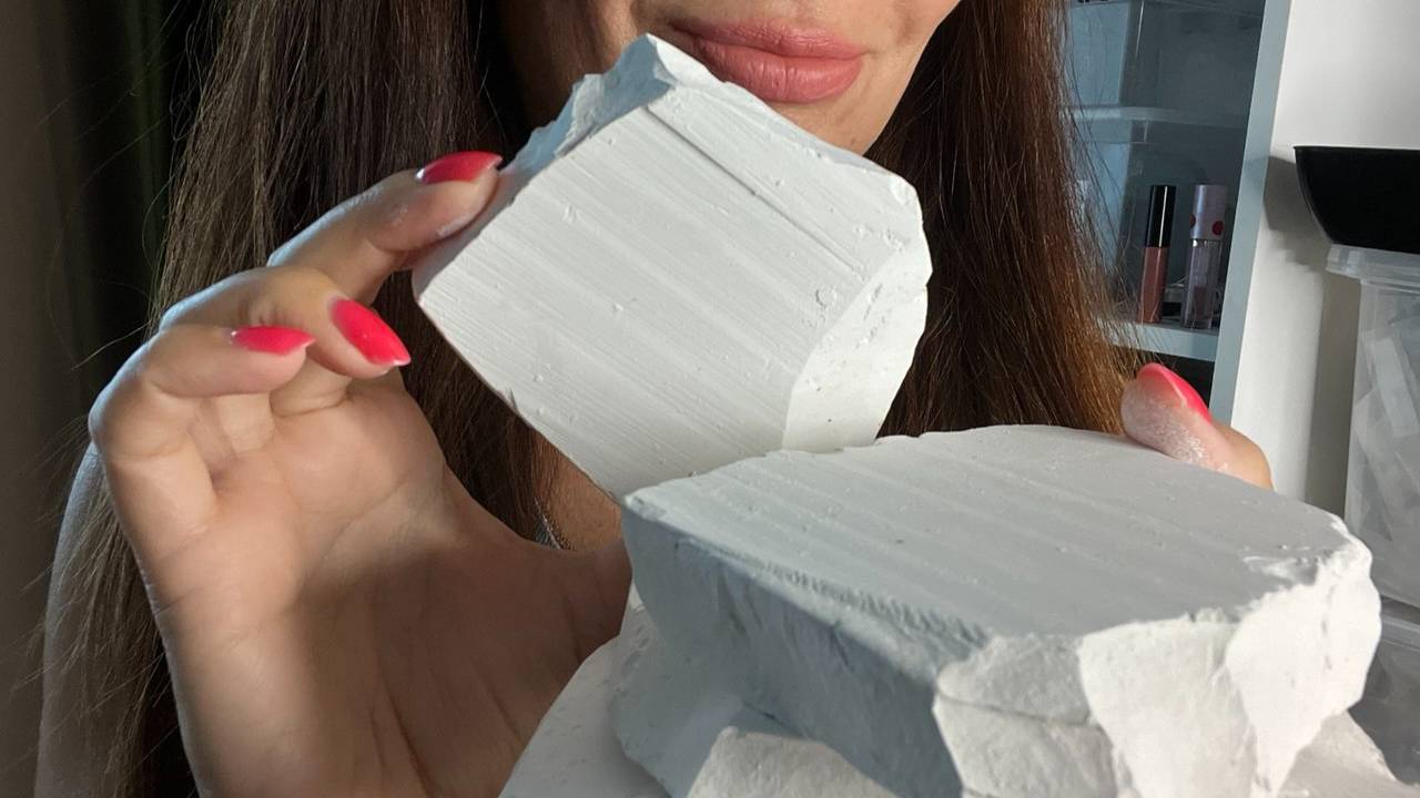 ASMR crunch of dry& wet chalk_ Мел Комсомольский 2, паста из Кембрийской глины