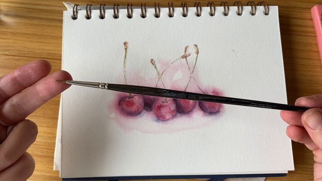 Рисуем вишни акварелью. Часть 1