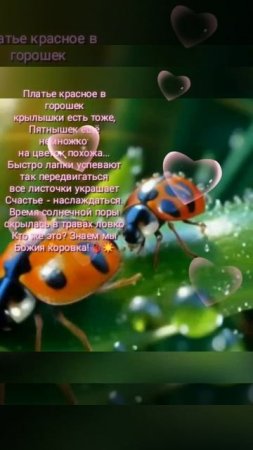 🎶 СТИШАТА ДЛЯ МАЛЫШЕЙ 🤱👶
БОЖЬЯ КОРОВКА НА ПРОГУЛКЕ 🌿🐞