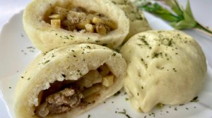 Корейские пирожки с мясом и картошкой на пару. Готовим Пигоди.