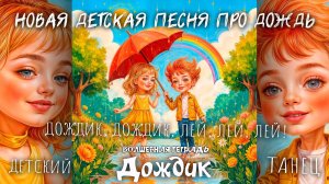 Волшебная тетрадь. "Дождик". Новая детская песня про дождь, лужи, игры под дождем. Детский танец.