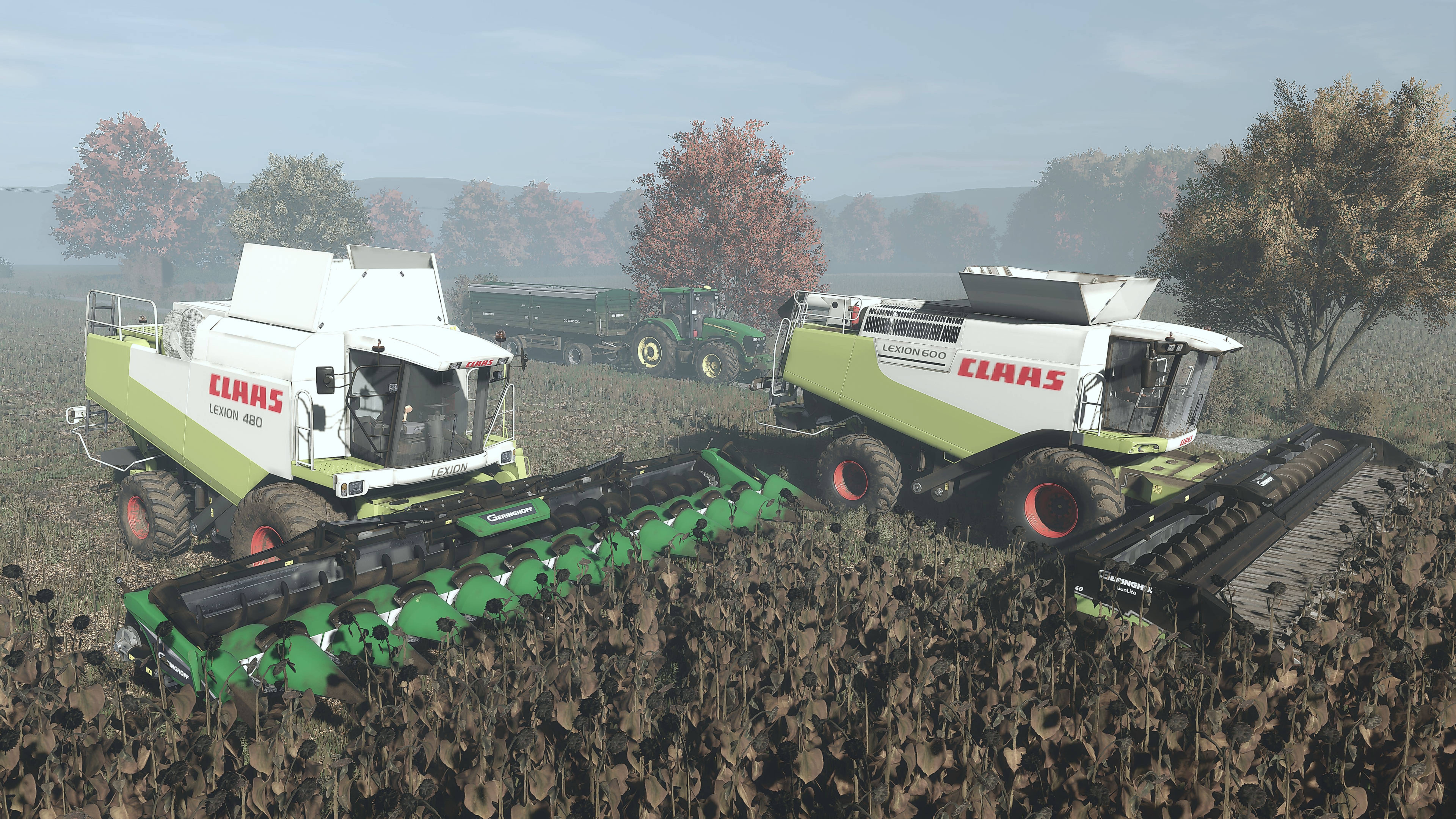 Farming Simulator 25 / Уборка подсолнухов Claas Lexion 600, Lexion 480, IFA L60, John Deere 7930