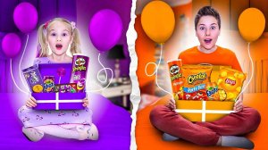 ОРАНЖЕВЫЙ ЦВЕТ VS ФИОЛЕТОВЫЙ ЦВЕТ На 24 часа челлендж !!! Фаст Сережа