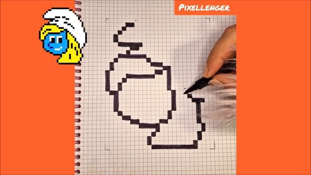 Как рисовать по клеткам Смурфетту просто Рисунки Пиксель Арт How to draw Smurfette Simple Pixel Art