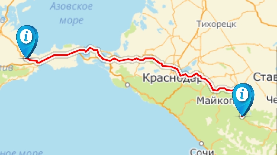 Поездка по маршруту Крым-Псебай.
