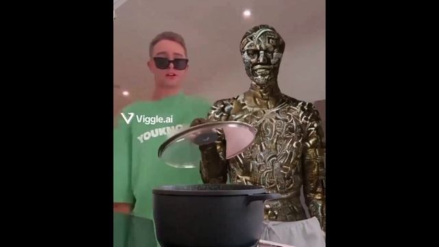 Проволочный человек варит кашу Wire man cooks porridge