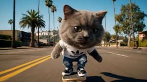 КОТИК КАТАЕТСЯ НА СКЕЙТЕ 🛹 ВОЗМОЖНОСТИ НЕЙРОСЕТИ VEO 3