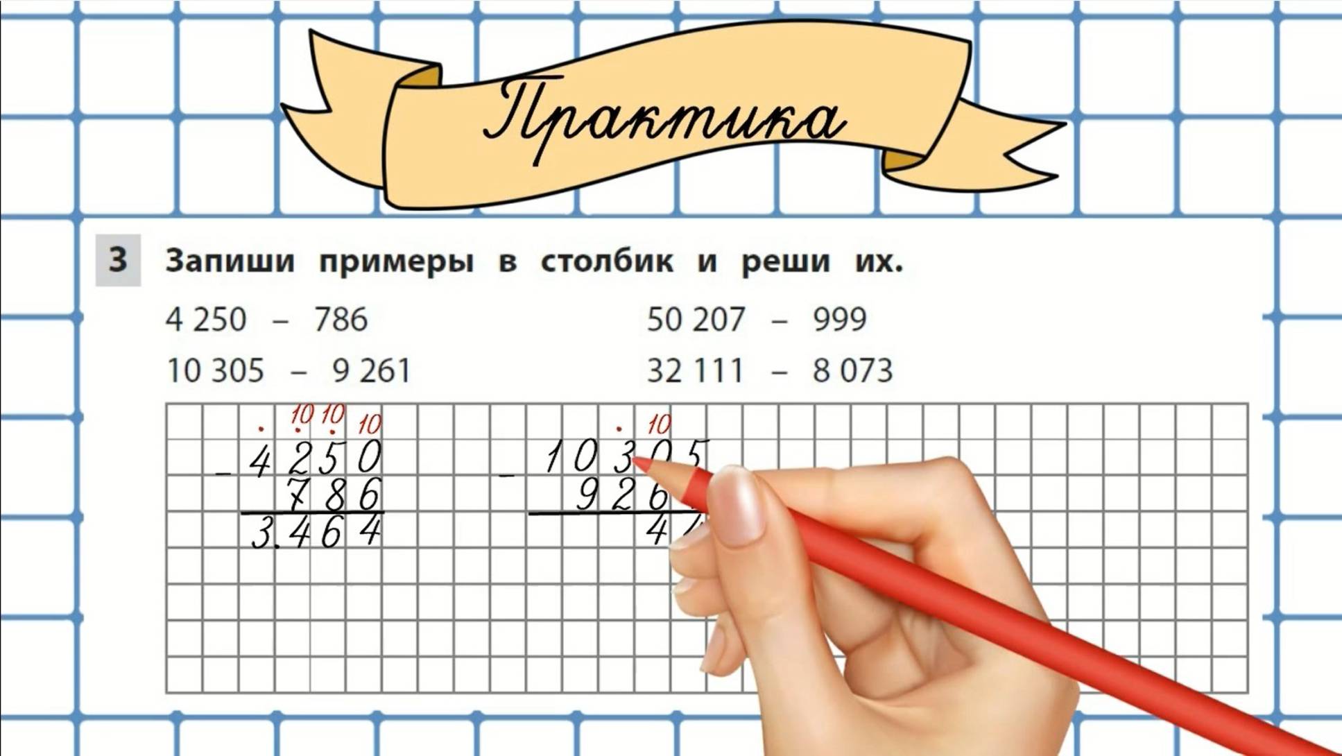 Письменное вычитание многозначных чисел 1-4 класс