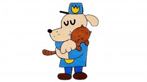 Как нарисовать Dog Man с котёнком