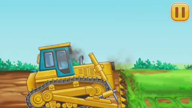 Грузовики : Бульдозер. Собираем бульдозер и роем котлован. Tractor cartoon