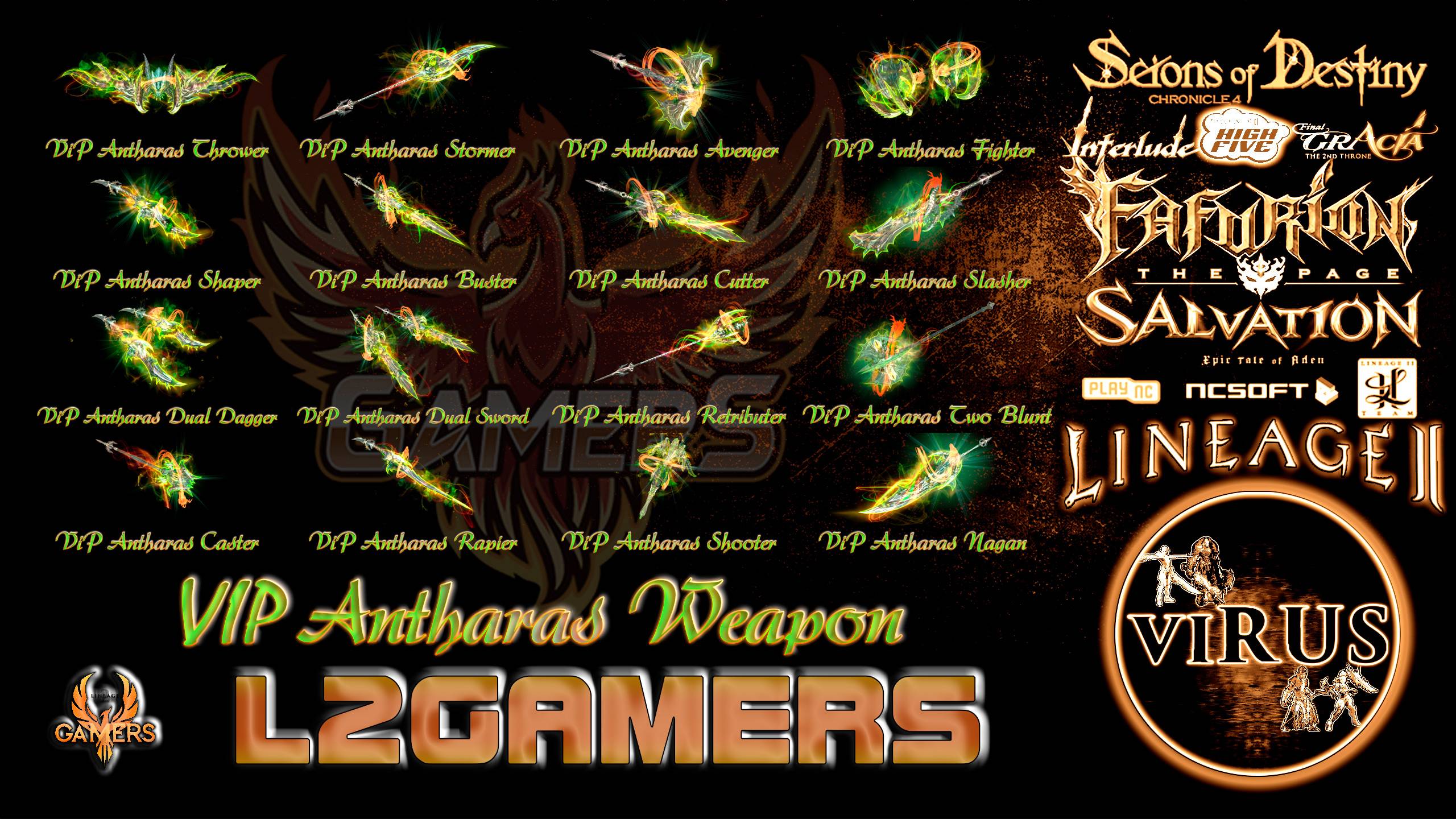 Full Set of ViP Antharas Weapons for the www.L2Gamers.Cl server. LINEAGE II-Interude ◄√i®uS►