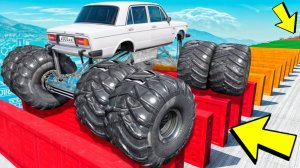 Как далеко по кочкам проедет чит монстр трак в ГТА 5! Обзор мода в GTA 5! Русская дорога в GTA 5!