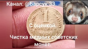 Чистка медных советских монет с оценкой цены.