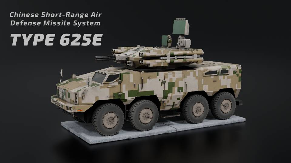 Chinese Short-Range Air Defense Missile System Type 625E in Blender 3D