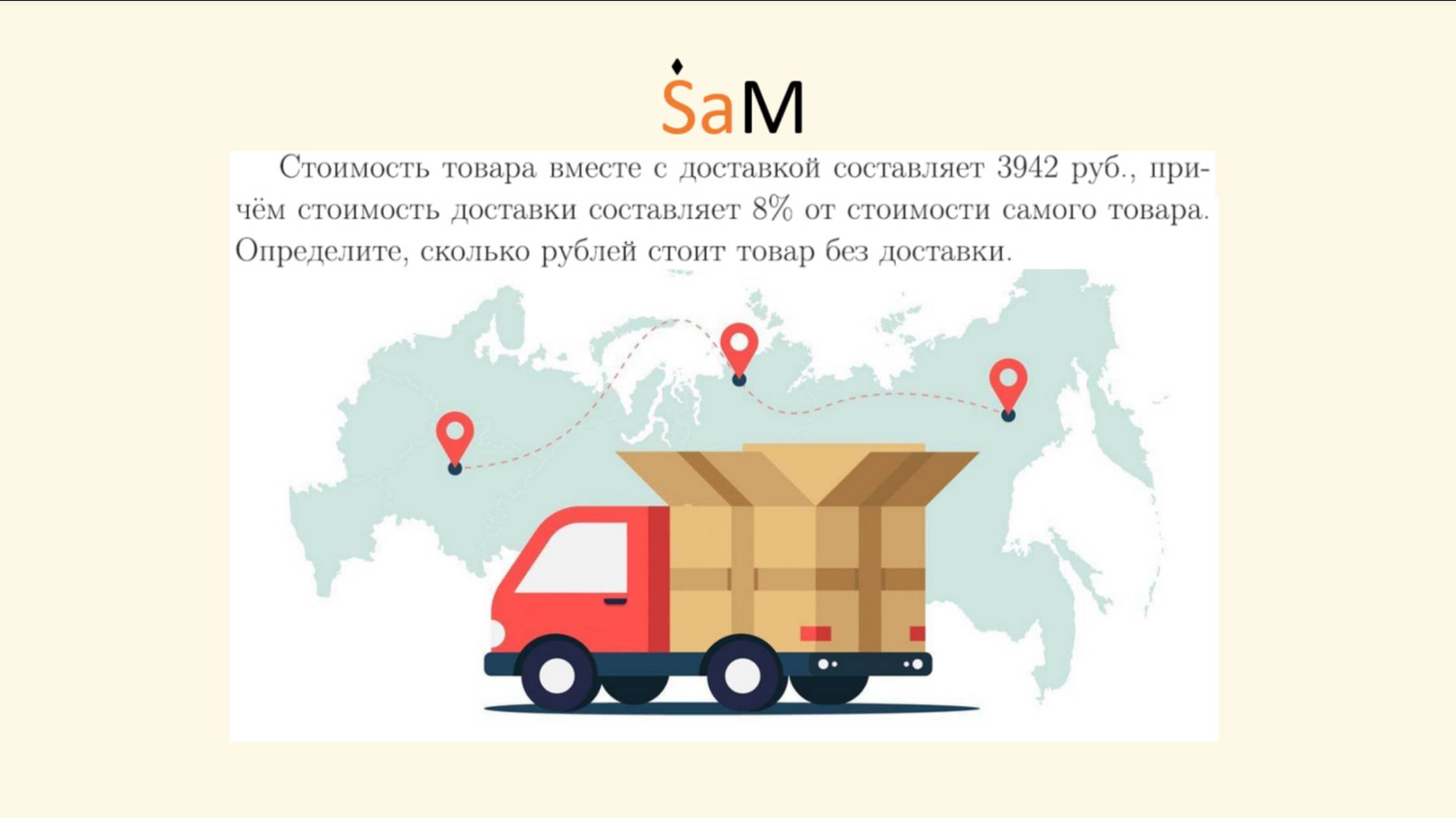 ВШЭ. 9 класс. А часть. Стоимость товара вместе с доставкой составляет 3942 руб., причем стоимость..
