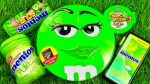 [АСМР] Распаковка и смешивание радужных конфет в зеленых банках M&M'S, Mentos