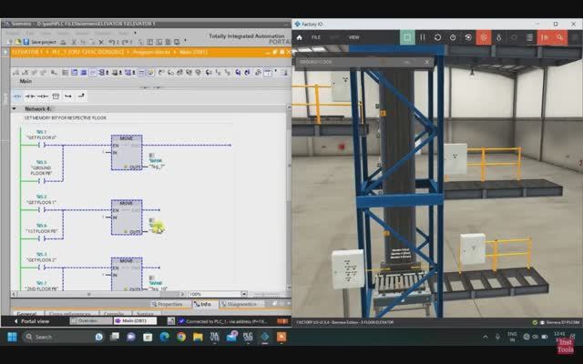17 Лифт. LAD программирование управления. (Factory I/O+Siemens TIA Portal)