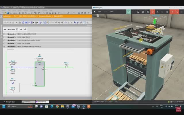 20 Паллетайзер. LAD программирование управления. (Factory I/O+Siemens TIA Portal)