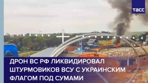 ТАСС: дрон ВС РФ ликвидировал штурмовиков ВСУ с украинским флагом под Сумами
