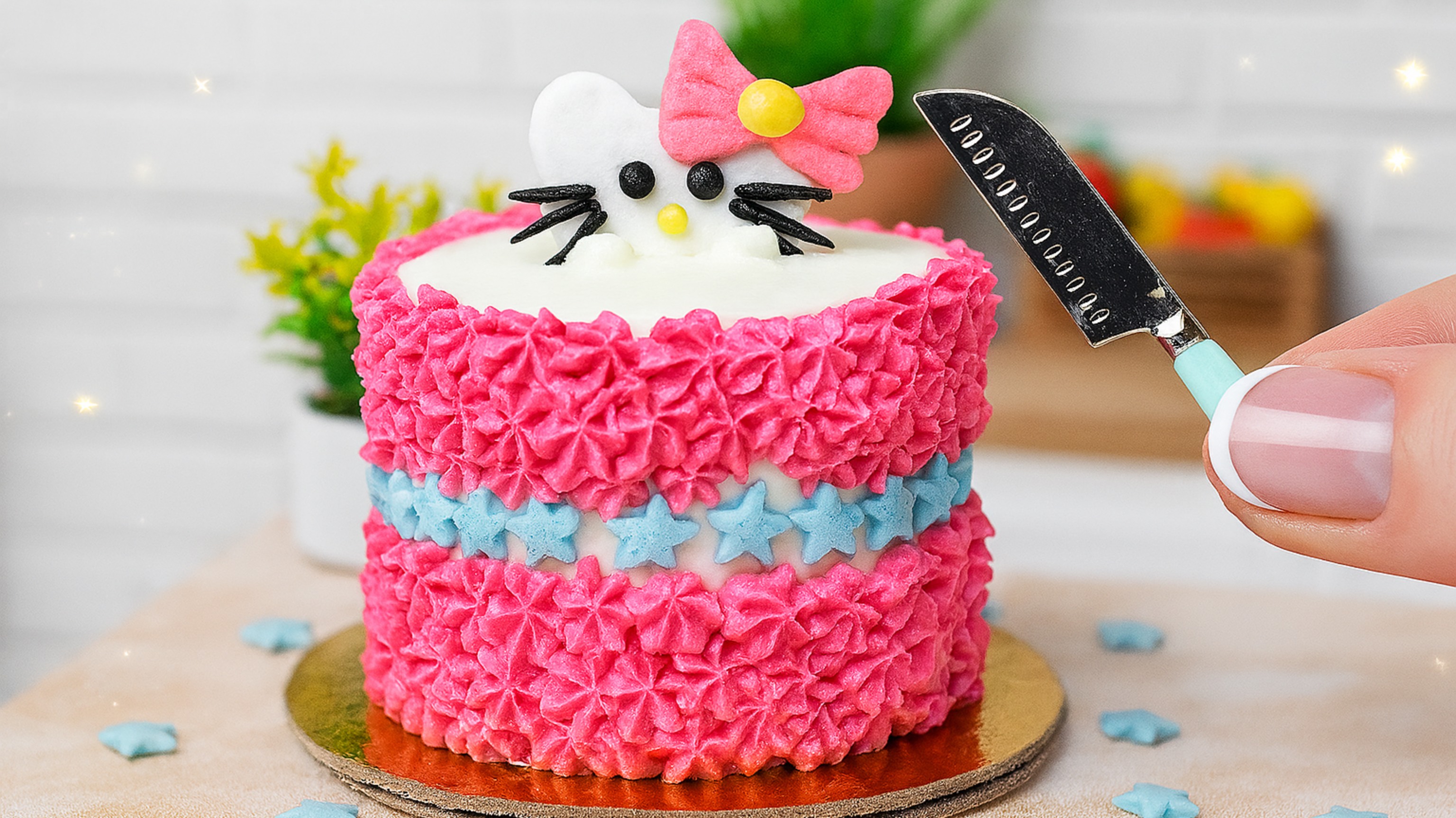 Идея Украшения Миниатюрного Торта с Hello Kitty 😍 Мини Кухня 🤩