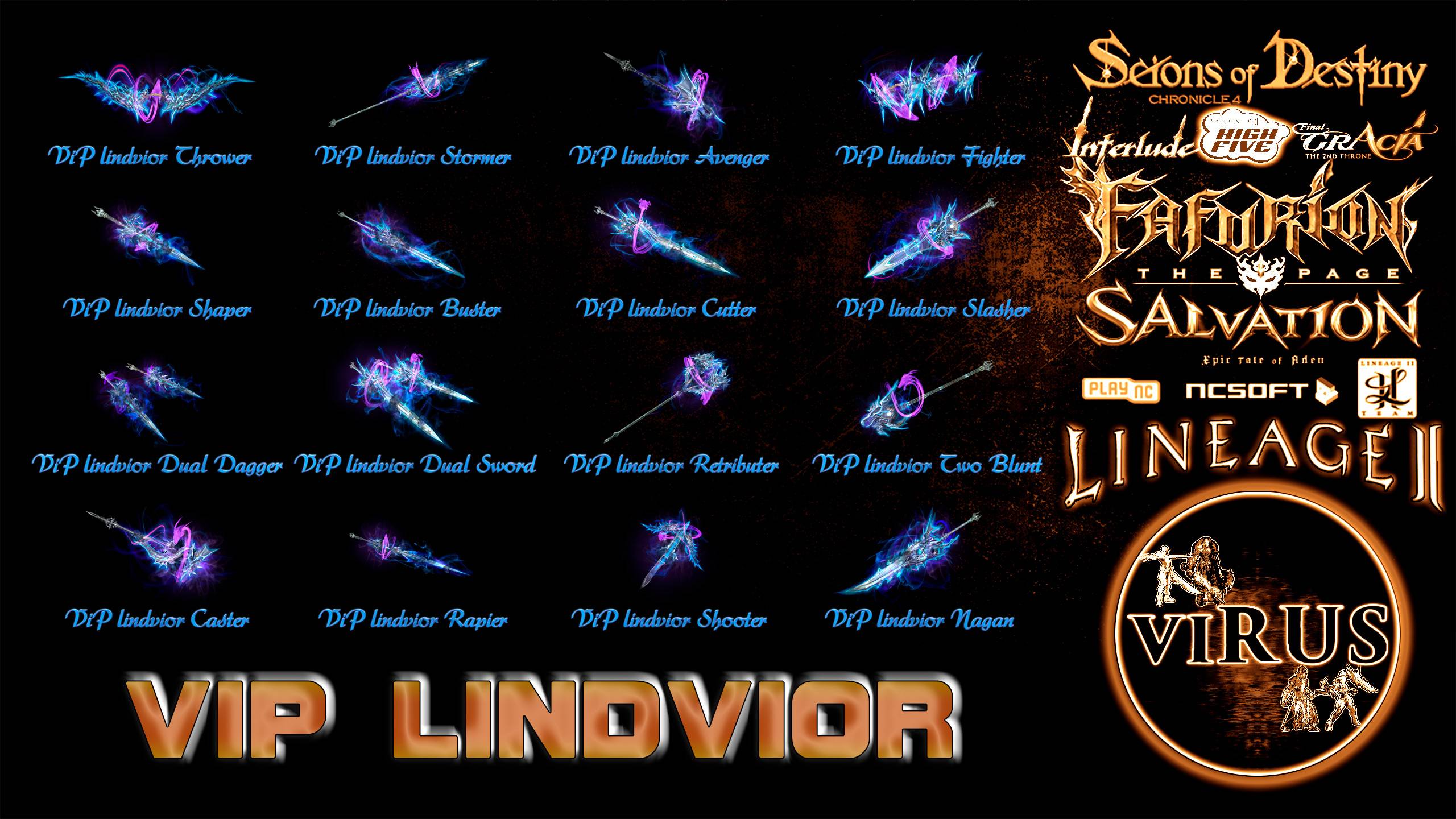 Full Set of VIP Lindvior Weapons. LINEAGE II. Any Chronicles ◄√i®uS►