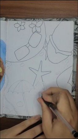 Первый этап рисования пляжа маркерами  #diy #рукоделие #art #drawing #shorts