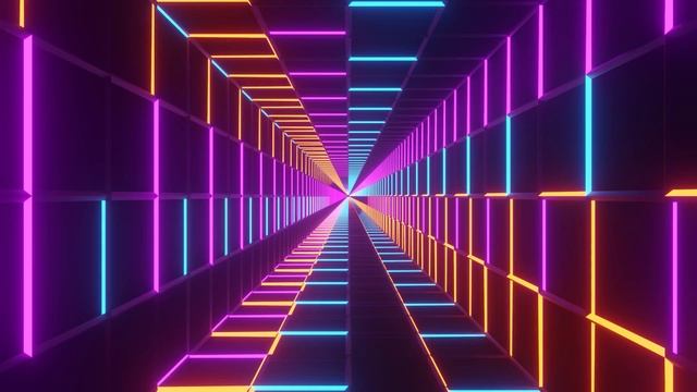 ФУТАЖ  Неоновые линии в  оранжево-фиолетово-синих тонах