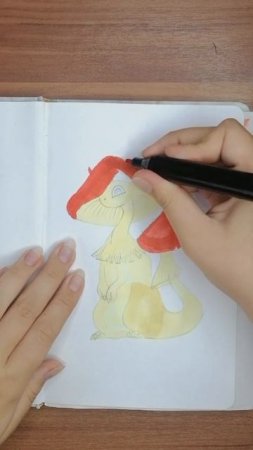 Дракон-мухомор: рисую волшебное существо маркерами #art #diy #рукоделие #shorts  #drawing
