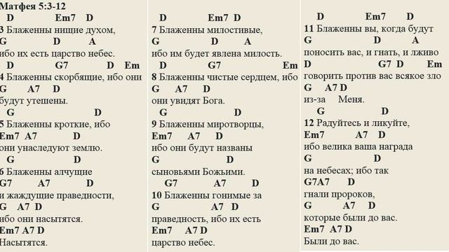 Матфея 5:3-12