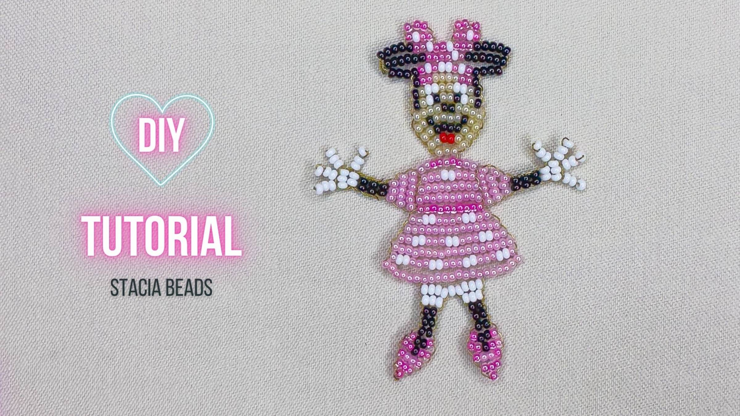 Как сделать мышку Минни Маус - Minnie Mouse - из бисера параллельным плетением Diy