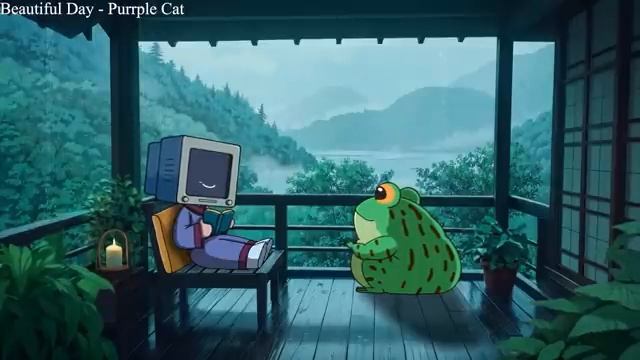 Peaceful rain on the hill calm your anxiety relaxing music chill lo-fi hip hop beats