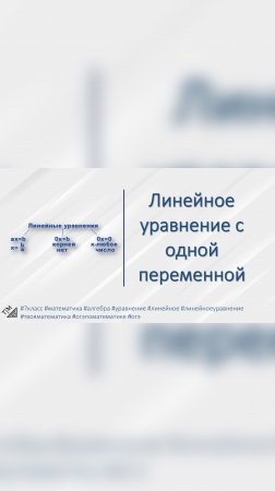 Краткая теория по алгебре. Линейное уравнение с одной переменной. #7класс #математика #алгебра