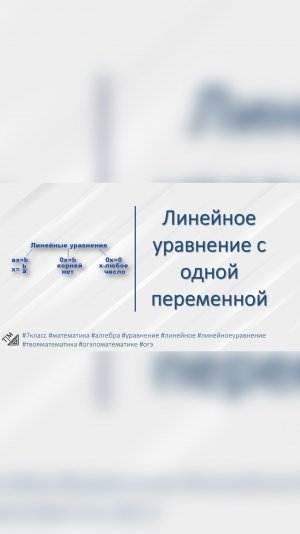 Краткая теория по алгебре. Линейное уравнение с одной переменной. #7класс #математика #алгебра