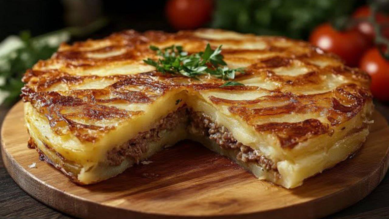 Картофельно мясной пирог