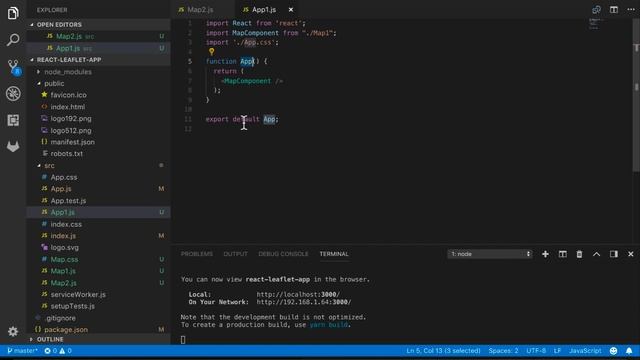 01. React + Leaflet. Creating an App. Map, Marker, Popup