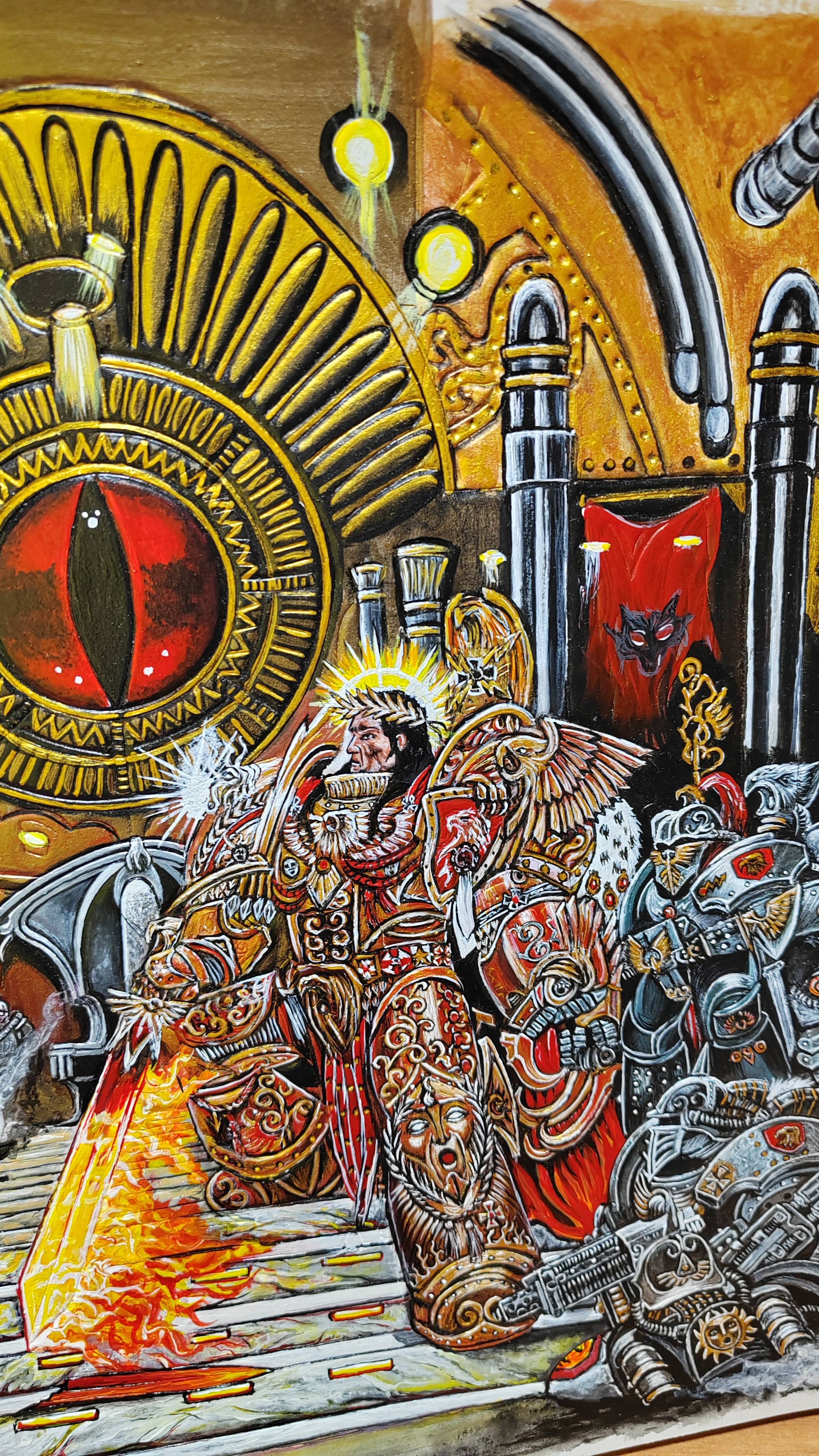 Картина на коже. Изделия из кожи. СКСтиль. Картина по мотивам игры: Warhammer 40k - Император, Хорус