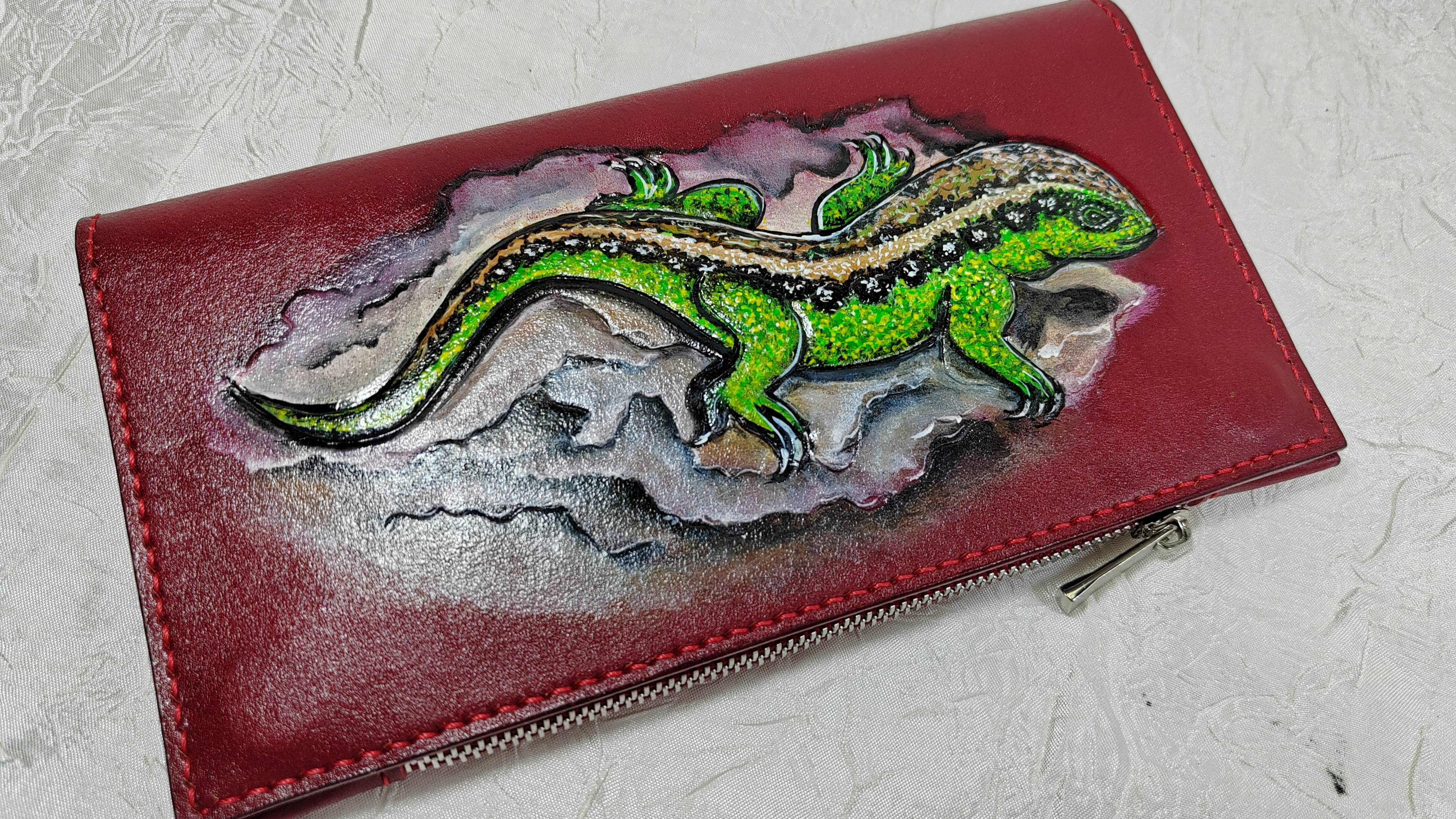 Портмоне - лонгер, женский. Изделия из кожи. СКСтиль. Видео обзор лонгера: Ящерица.