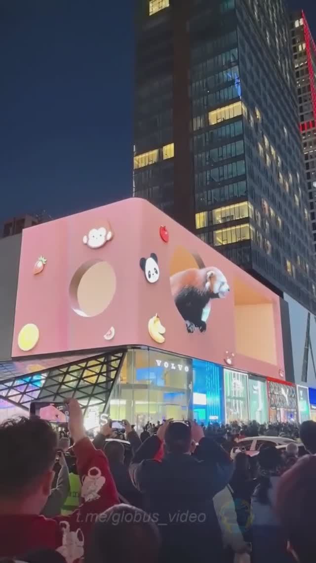 Китай. 3D-экран на торговом центре в Чэнду.