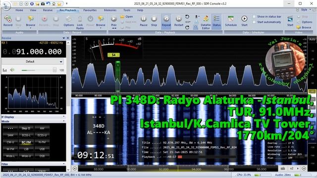 21.06.2025 06:12UTC, [Es], Radyo Alaturka, Турция, Стамбул, 91.0МГц, 1770км