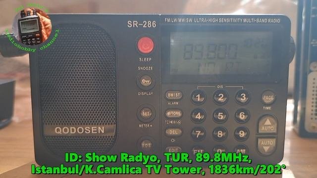 21.06.2025 10:25UTC, [Es], Show Radyo, Турция, 89.8МГц, 1836км
