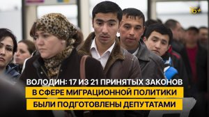 Володин: 17 из 21 принятых законов в сфере миграционной политики были подготовлены депутатами